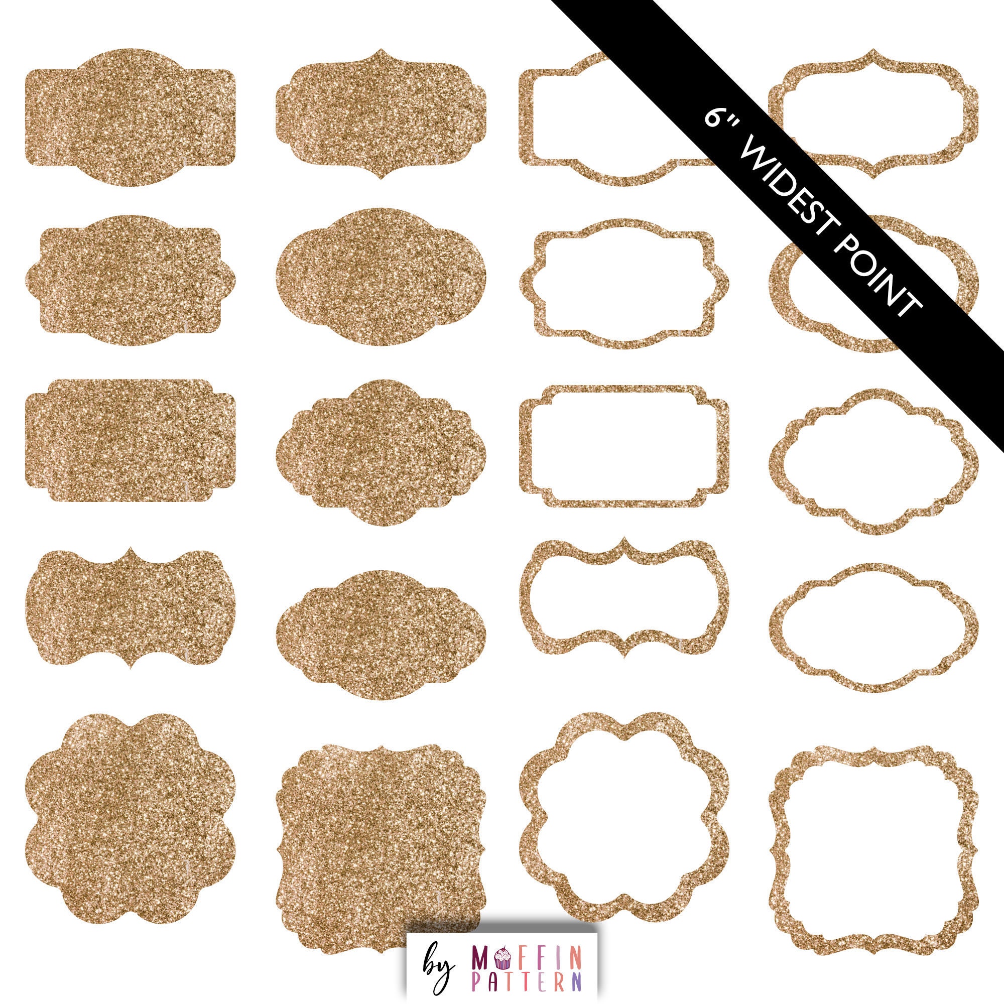 Gold Glitter Frames Vintage Frames Clipart Golden Sparkle | Etsy