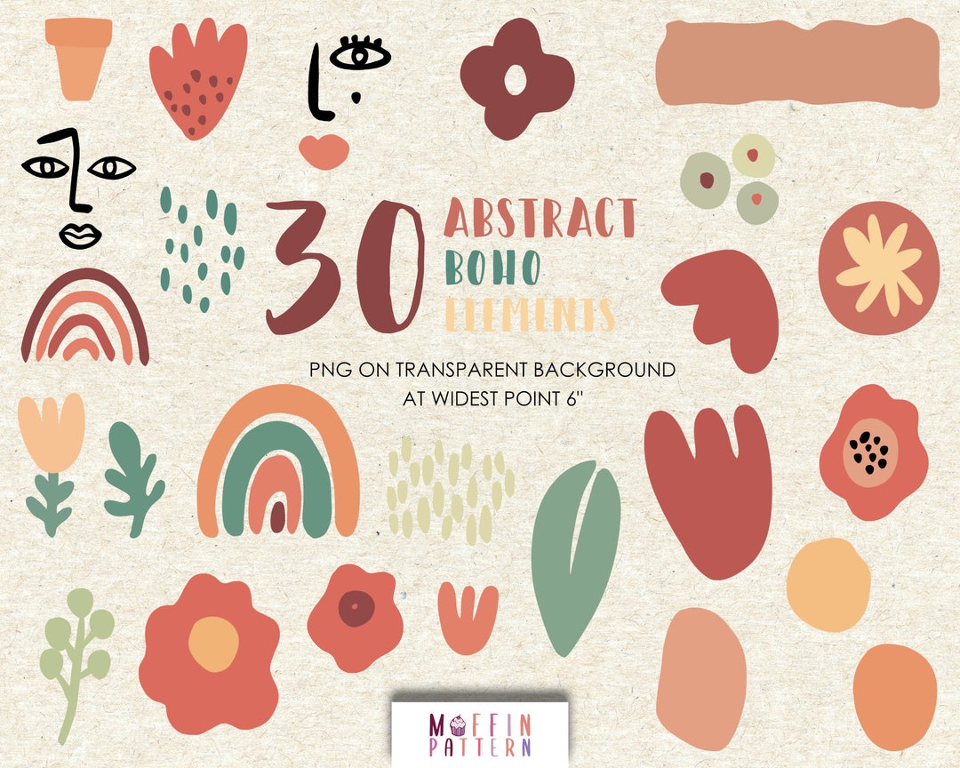 Abstract Clipart, Boho Design Elements, Abstract Shapes, Abstract ...