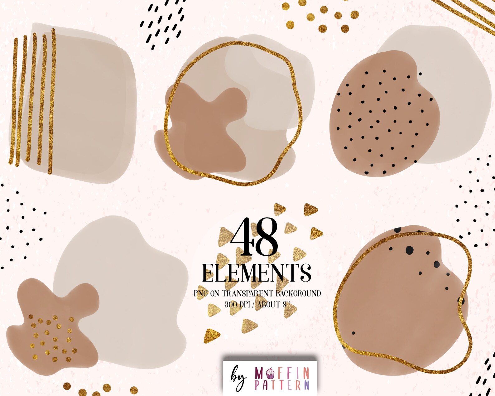 Abstract Shapes Clipart, Abstract Elements Earth Colors, Well Art, Soft ...
