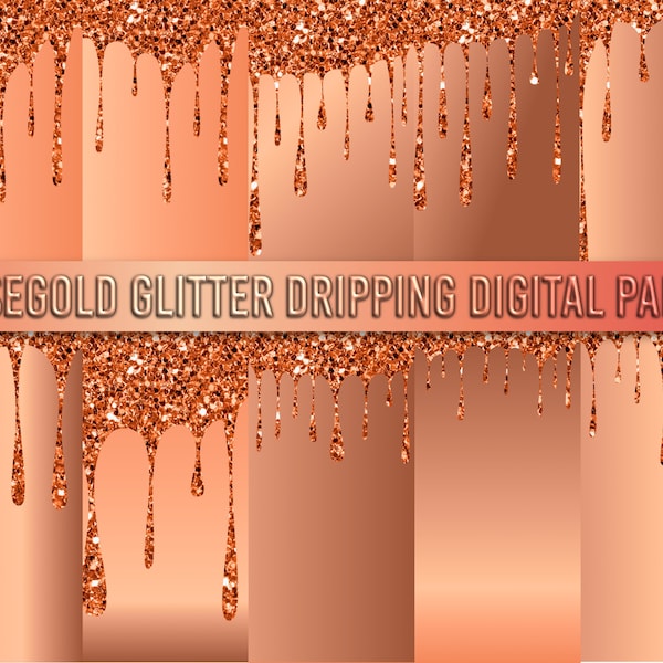Rose Gold Glitter Drip Png - Etsy