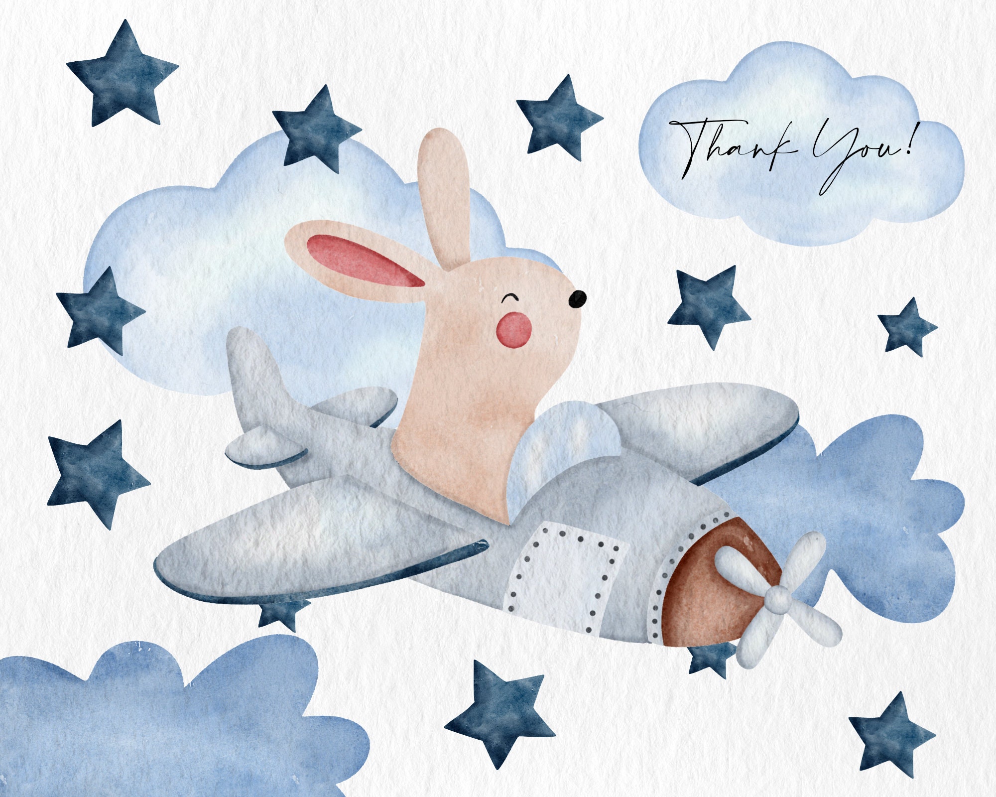 Nursery Bunny Aviator Watercolor Clipart Air Transport - Etsy