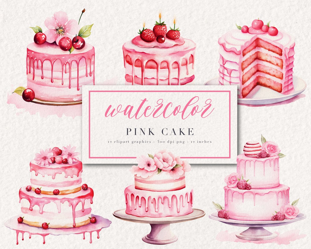 Watercolor Pink Cake Clipart Watercolor Birthday Cake Cliparts Cake ...