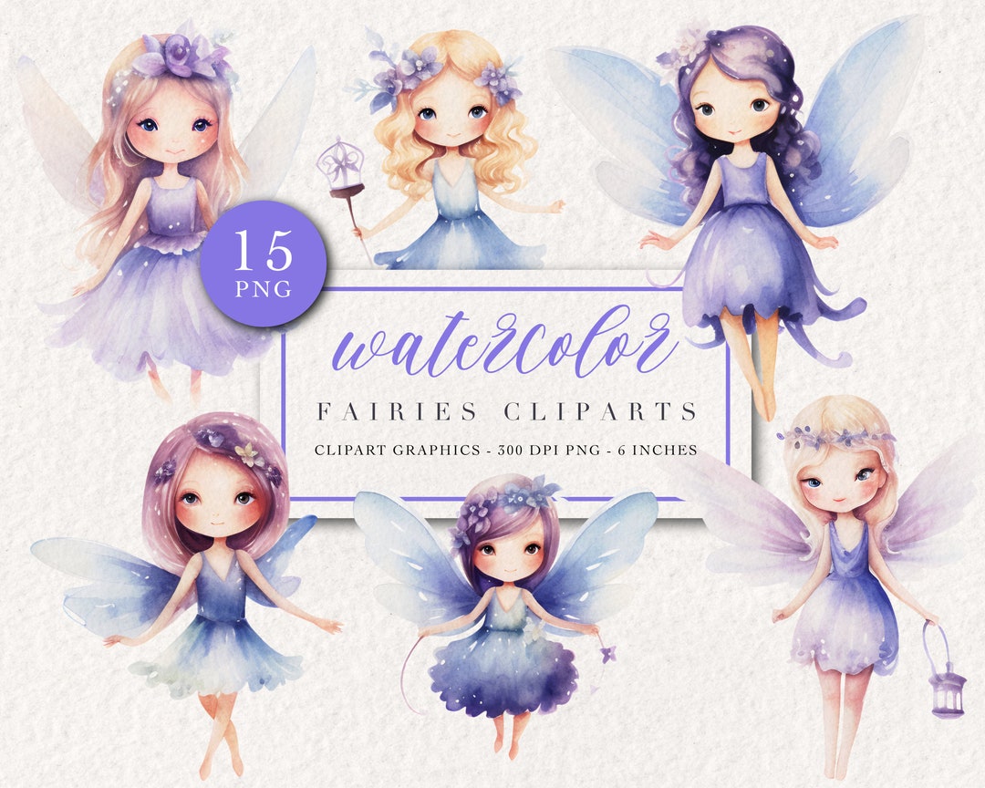 Watercolor Cute Fairies Cliparts Fairy Watercolor Clipart Magical Fairy ...