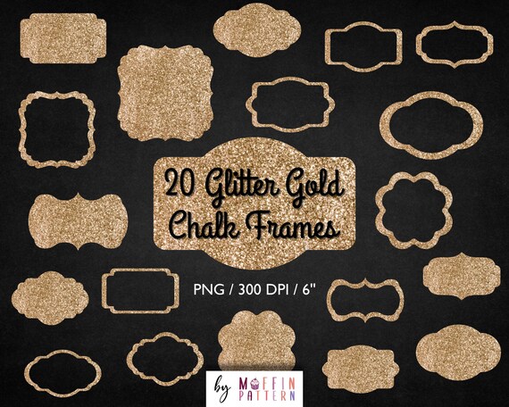 Gold Glitter Frames Vintage Frames Clipart Golden Sparkle | Etsy
