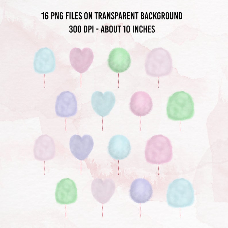 Watercolor Cotton Candy Clip Art Set Fluff Illustrations - Etsy