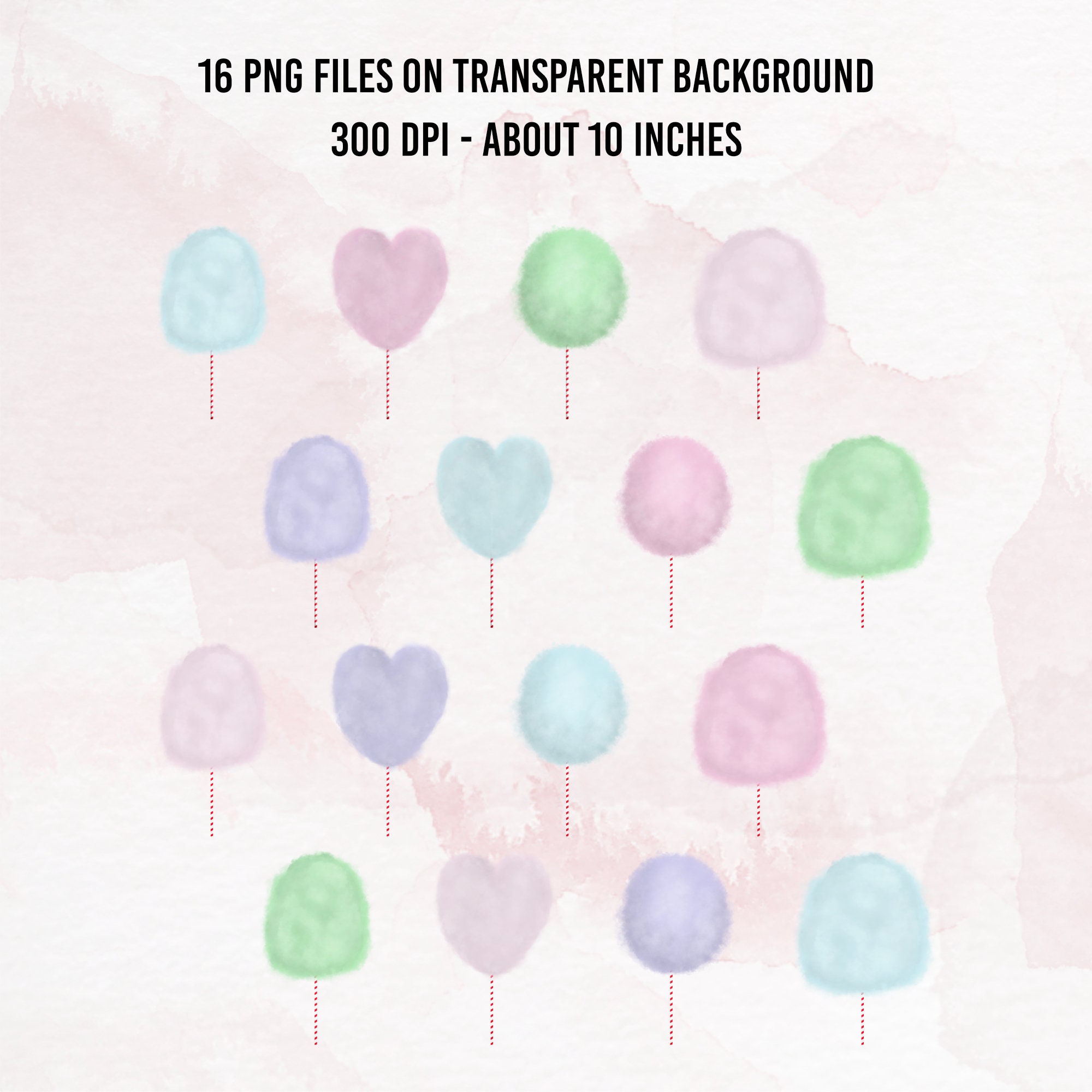 Watercolor Cotton Candy Clip Art Set Fluff Illustrations - Etsy