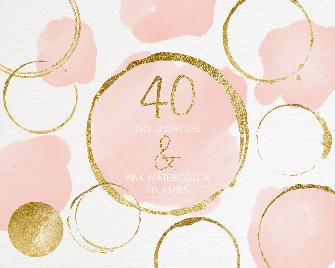 Simple Gold Circles, Soft Pink Watercolor Design Elements, Simple ...
