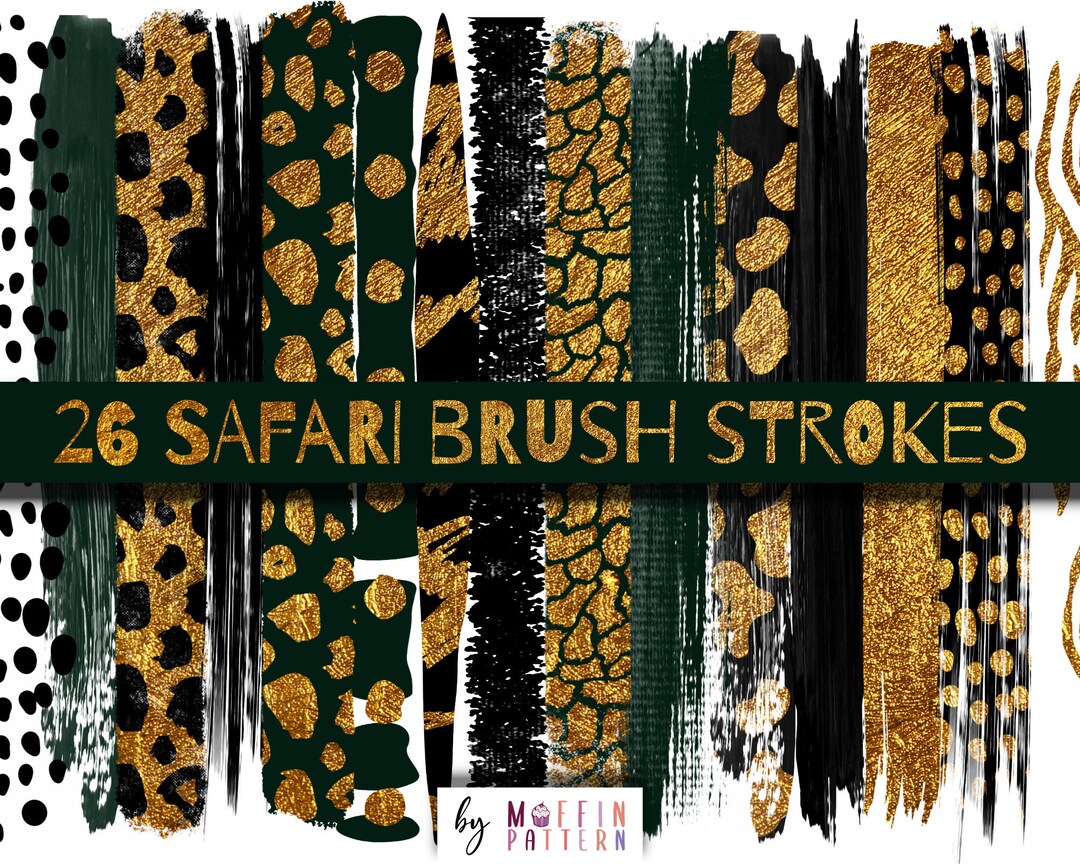 Safari Brush Stokes, Gold Foil Splatters, Bottle Green Brush Strokes ...