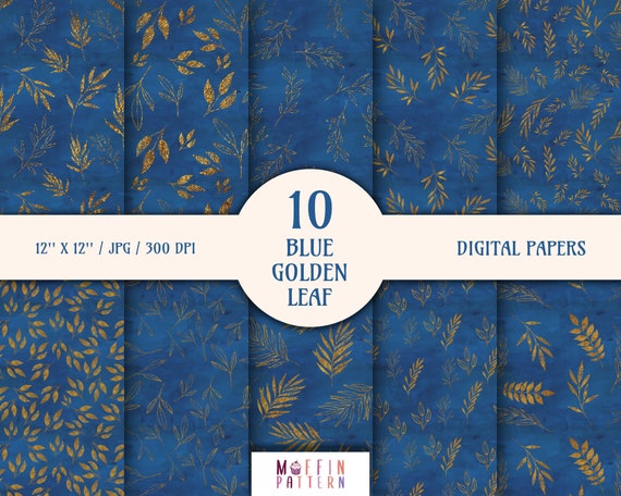 Navy and gold floral digital paper Seamless pattern with | Etsy