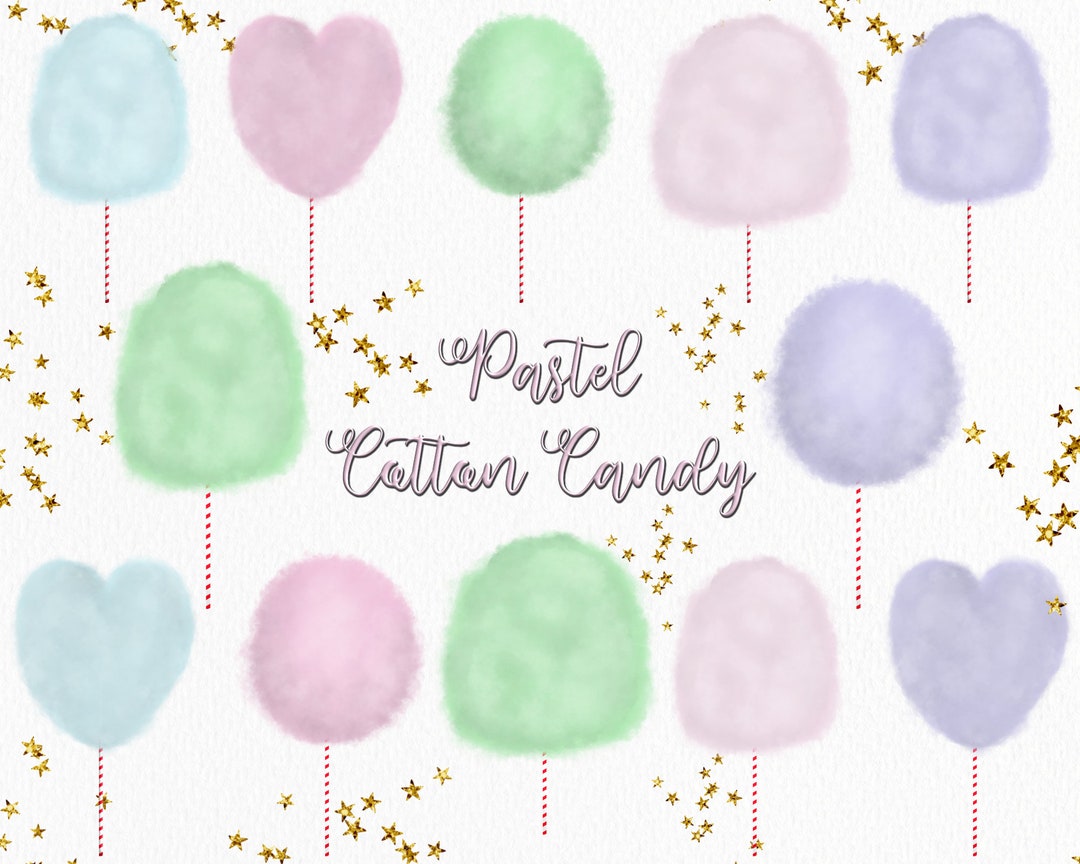 Watercolor Cotton Candy Clip Art Set, Fluff Illustrations, Sweet Design ...