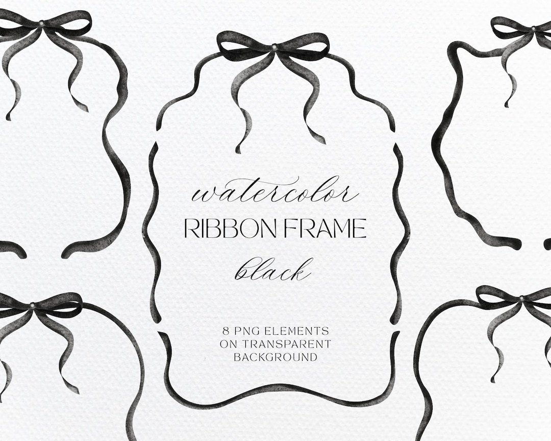 Watercolor Black Ribbon Frame, Watercolor Ribbon Border, Baby Shower ...
