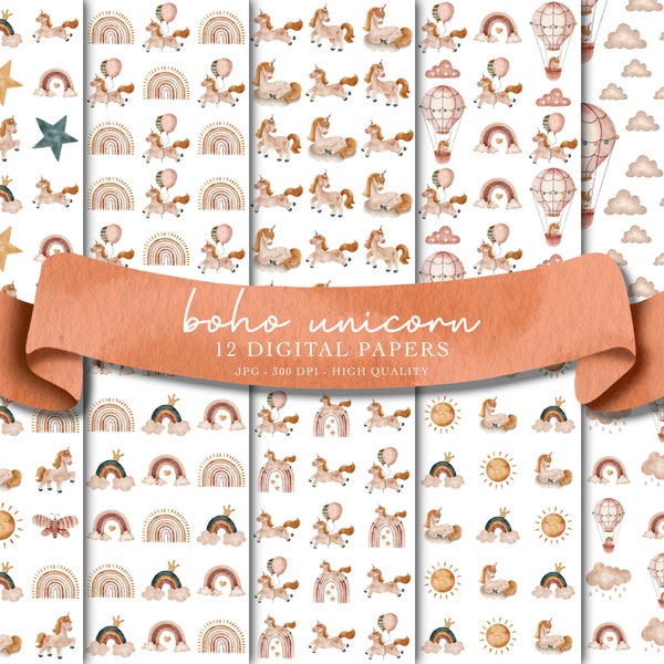 Unicorn Digital Paper - Etsy