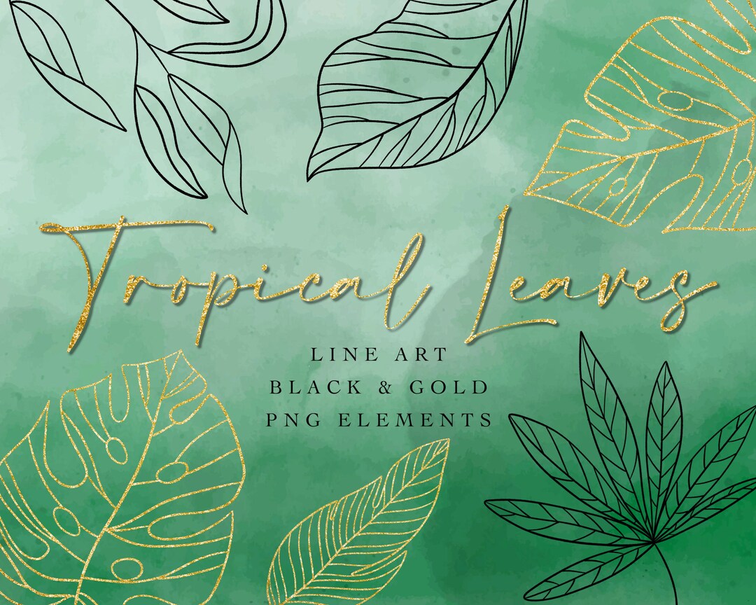 Tropical Leaves Clip Art, Monstera Clip Art, Wedding Botanical Leaves ...