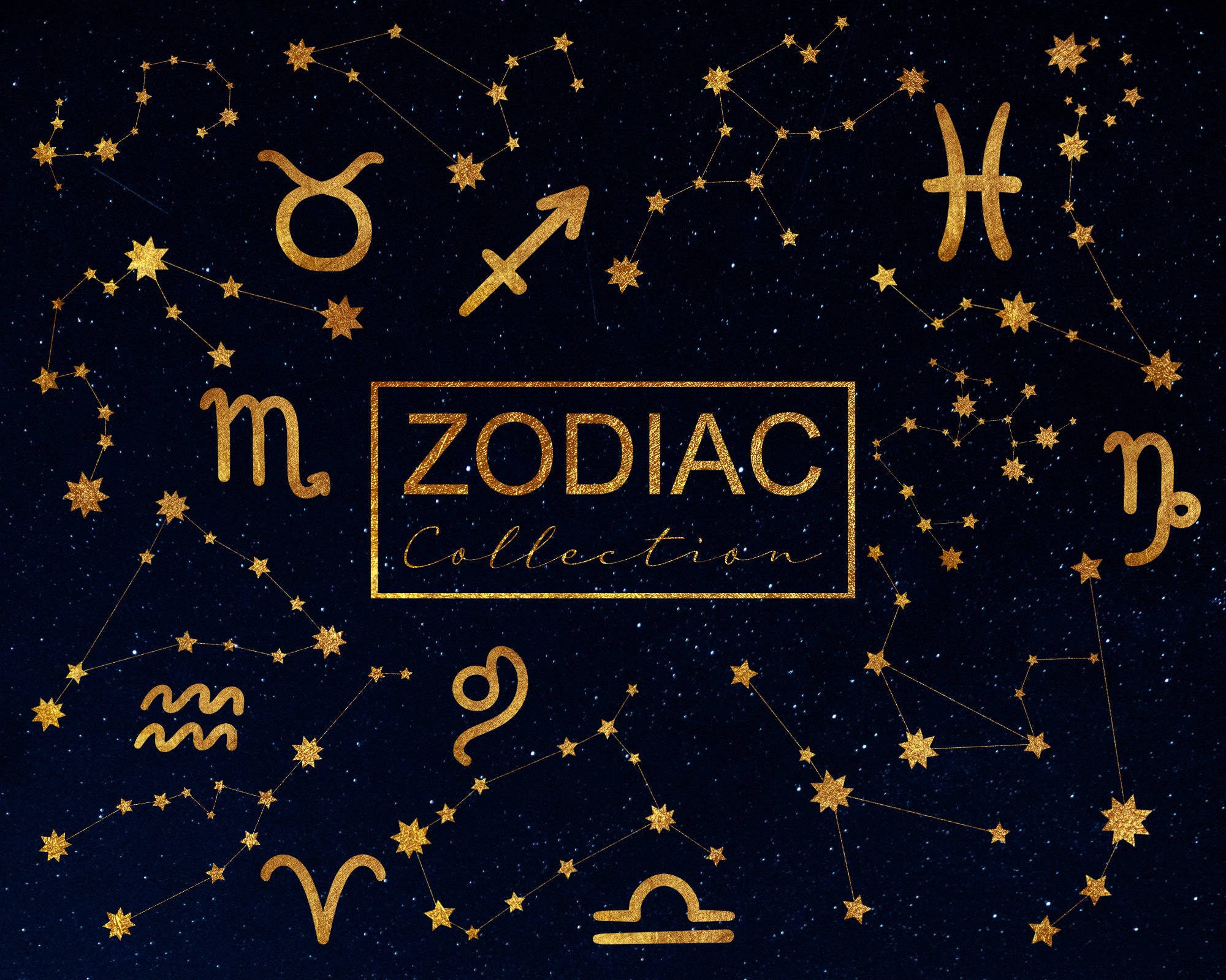 Gold Zodiac Signs Clipart Constellations Zodiac Clipart - Etsy