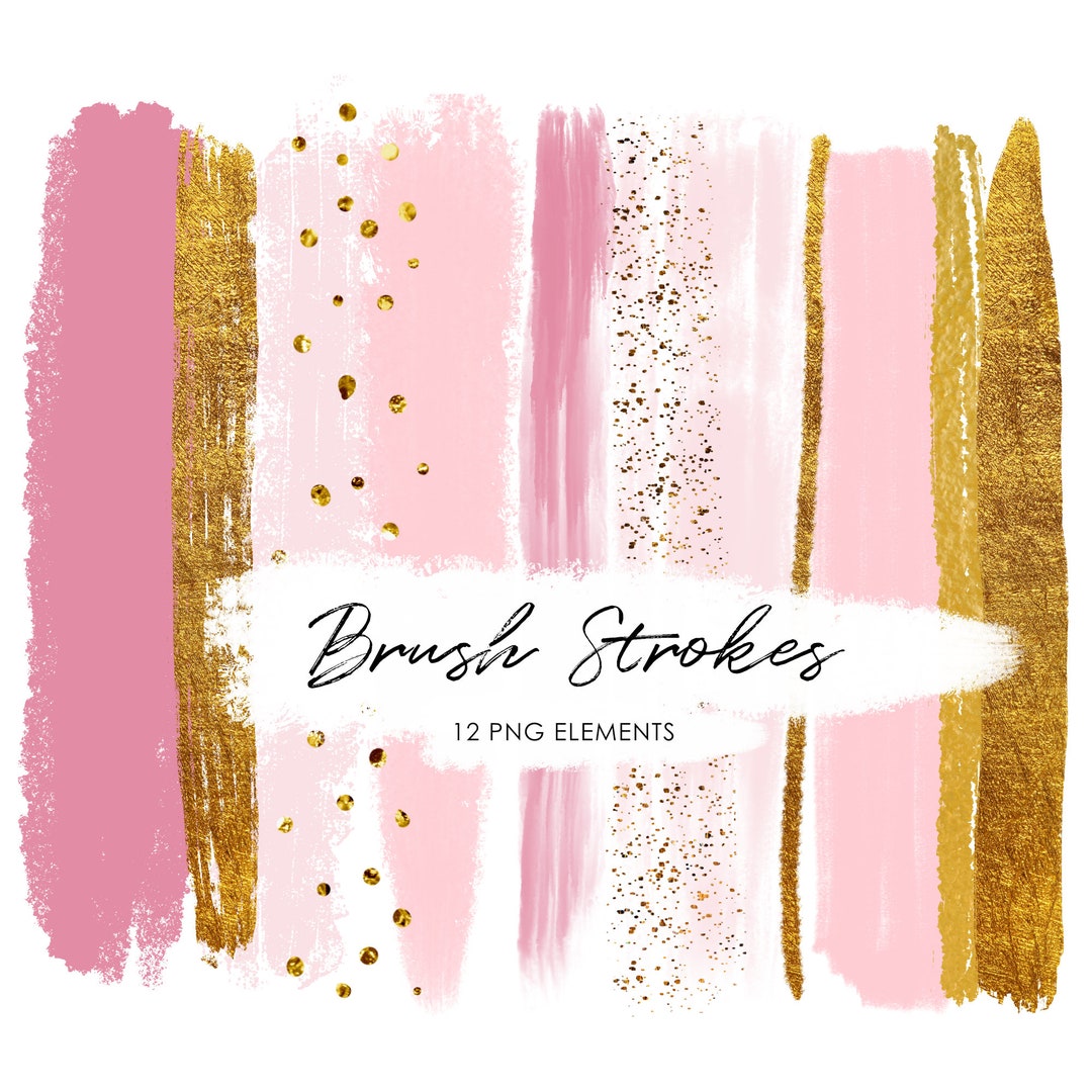 Pink Watercolor Brush Strokes, Rose Gold Confetti, Pink Brush Strokes ...
