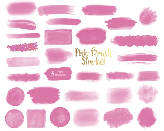 Pink Brush Strokes clipart brush paint strokes watercolor | Etsy