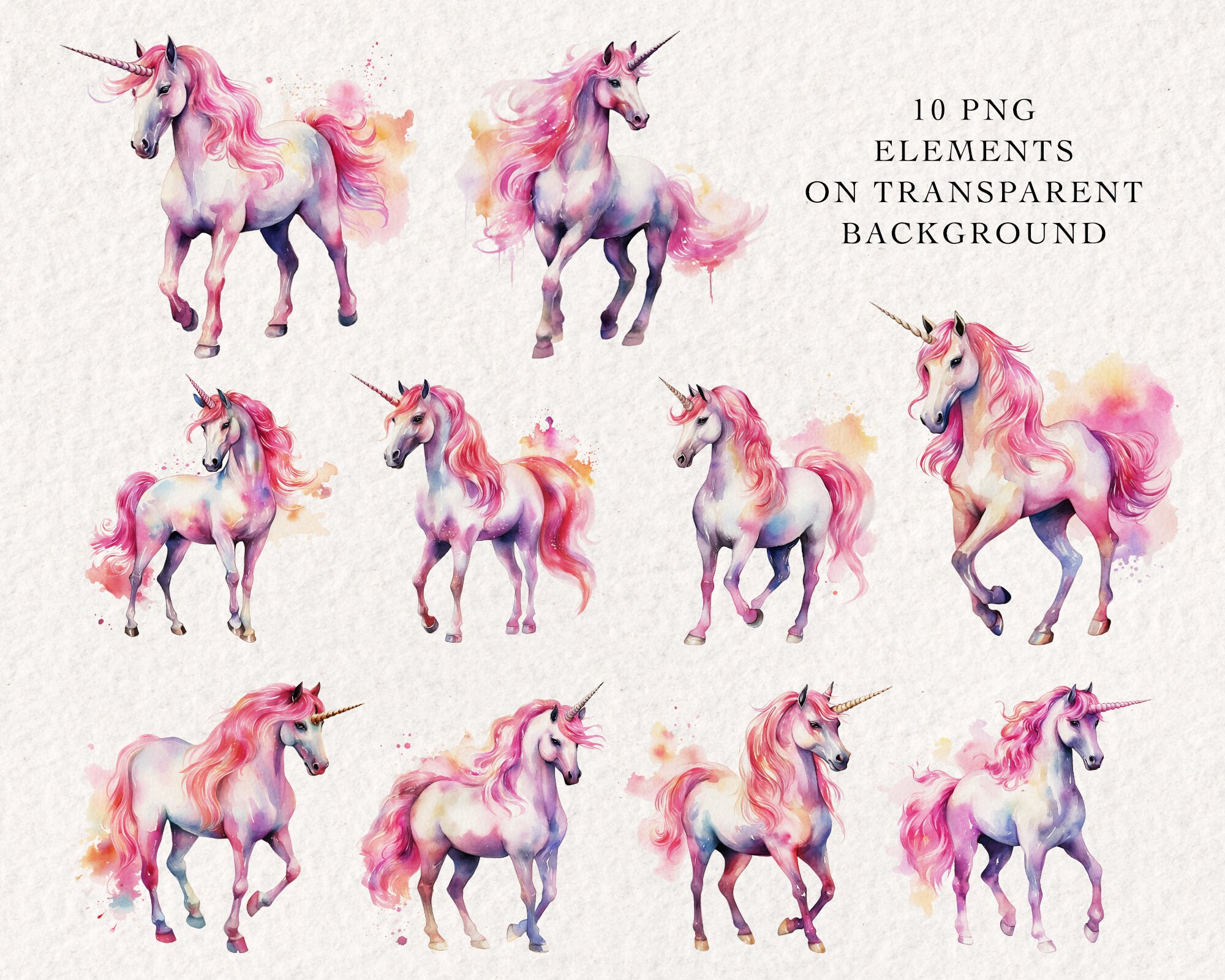 Watercolor Unicorn Clipart Watercolor Birthday Unicorn - Etsy