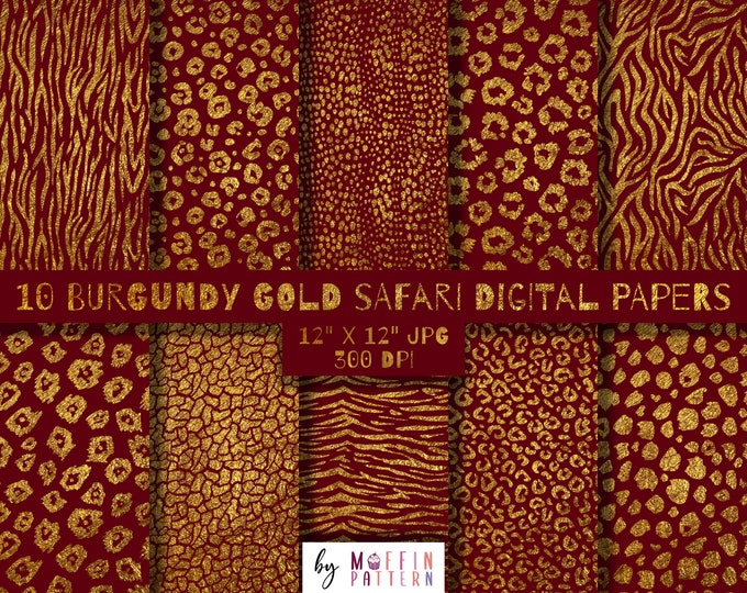 White and Gold Animal Skins Digital Paper, African Animal Print ...