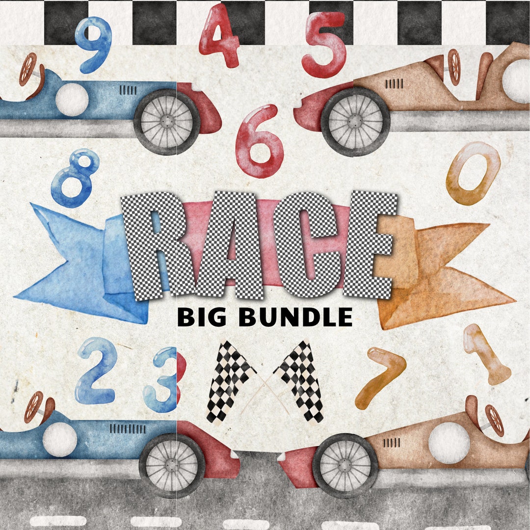 Big Bundle Watercolor Racing Cars, Blue Racing Cars, Baby Boy Nursery ...