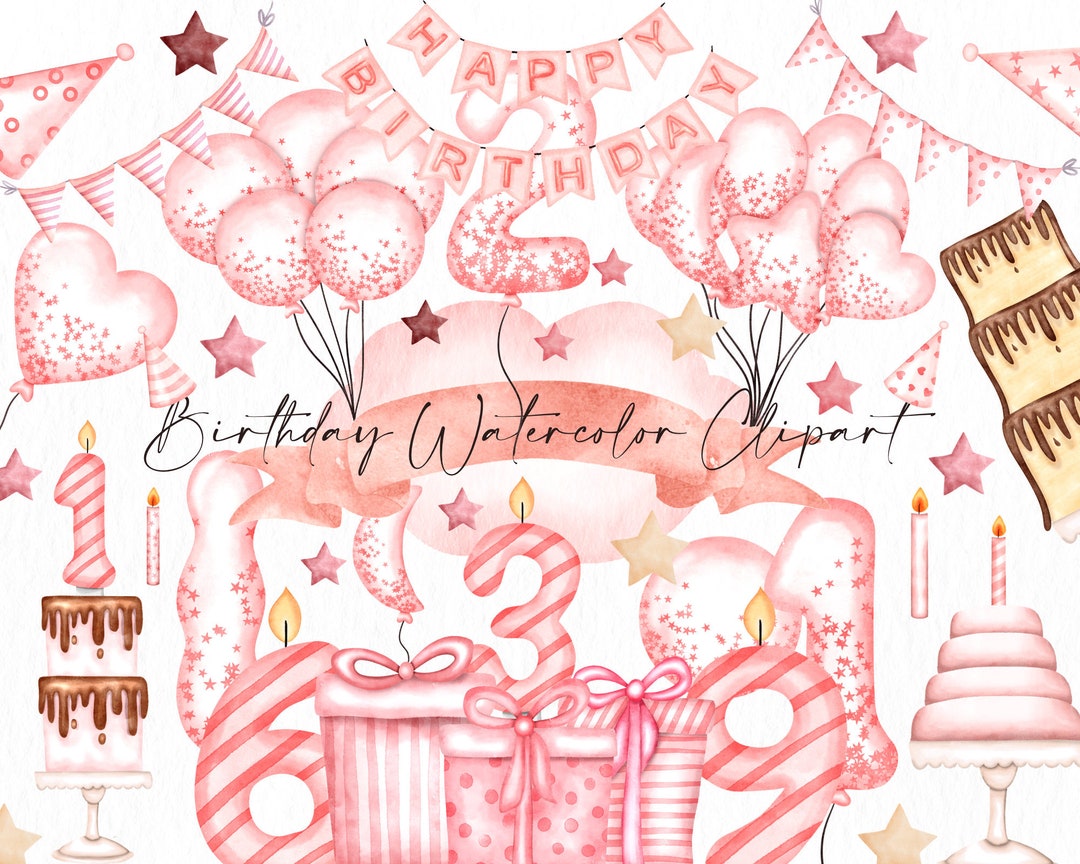 Watercolor Birthday Clipart, Party Clipart, Watercolor Balloon PNG ...
