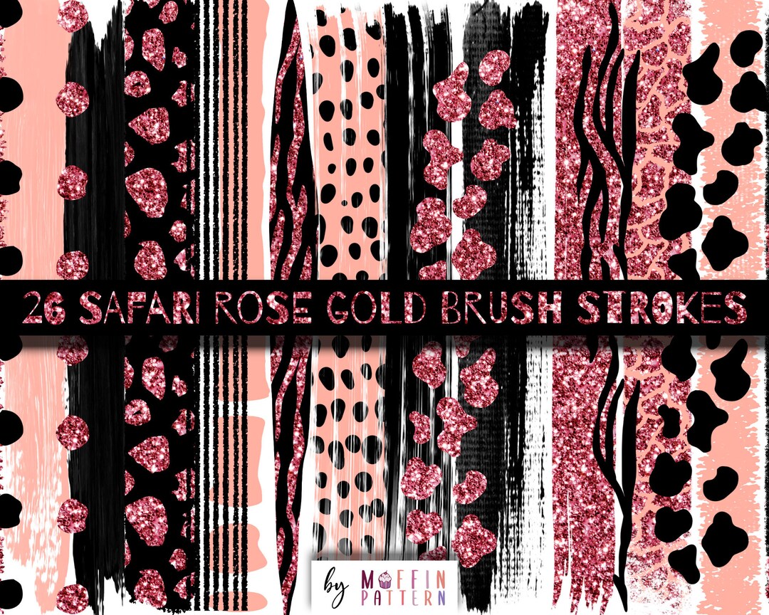 Animal Pattern Brush Stokes, Safari Rosegold Foil Splatters, Digital ...