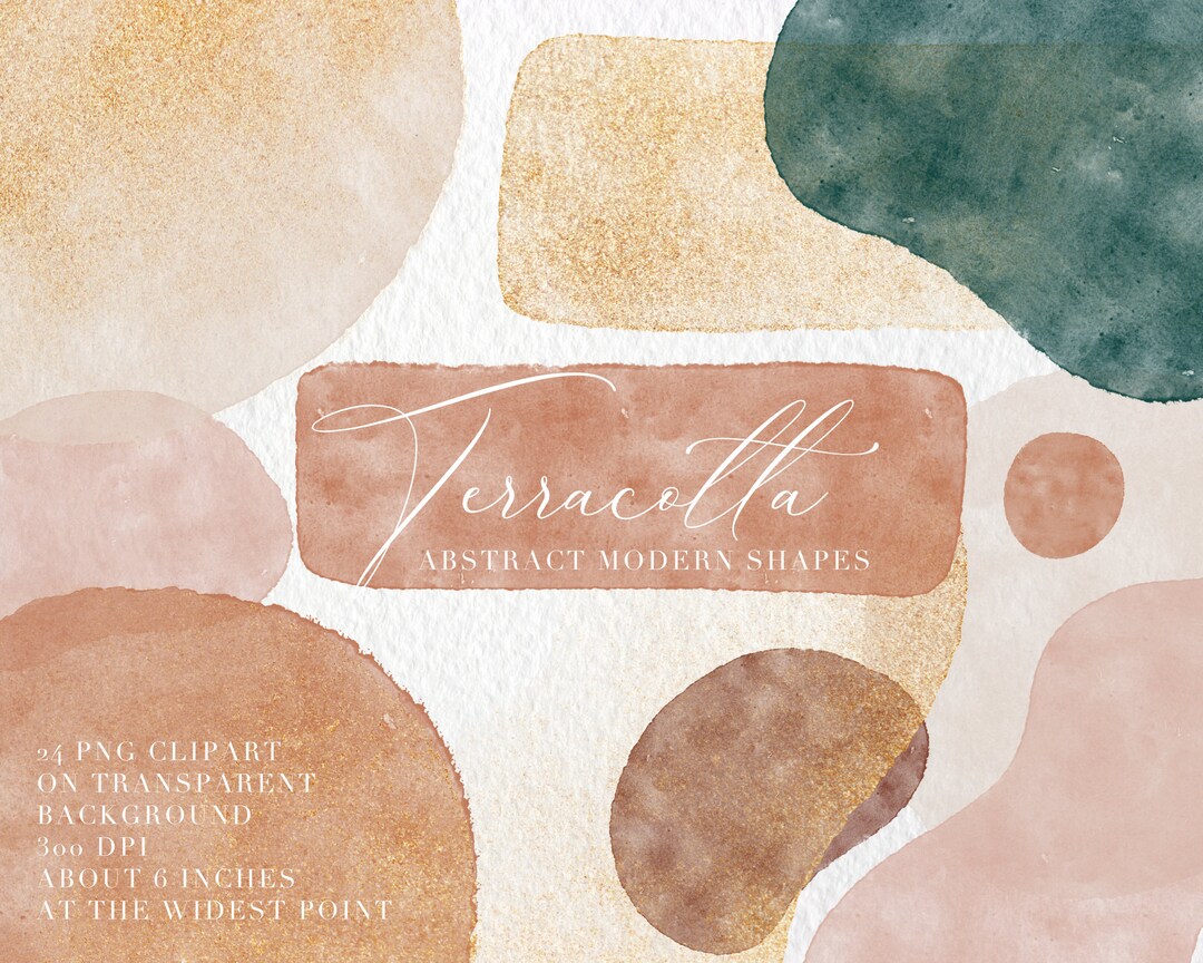 24 Watercolor and Gold Clipart, Terracotta Wedding Colors, Modern ...