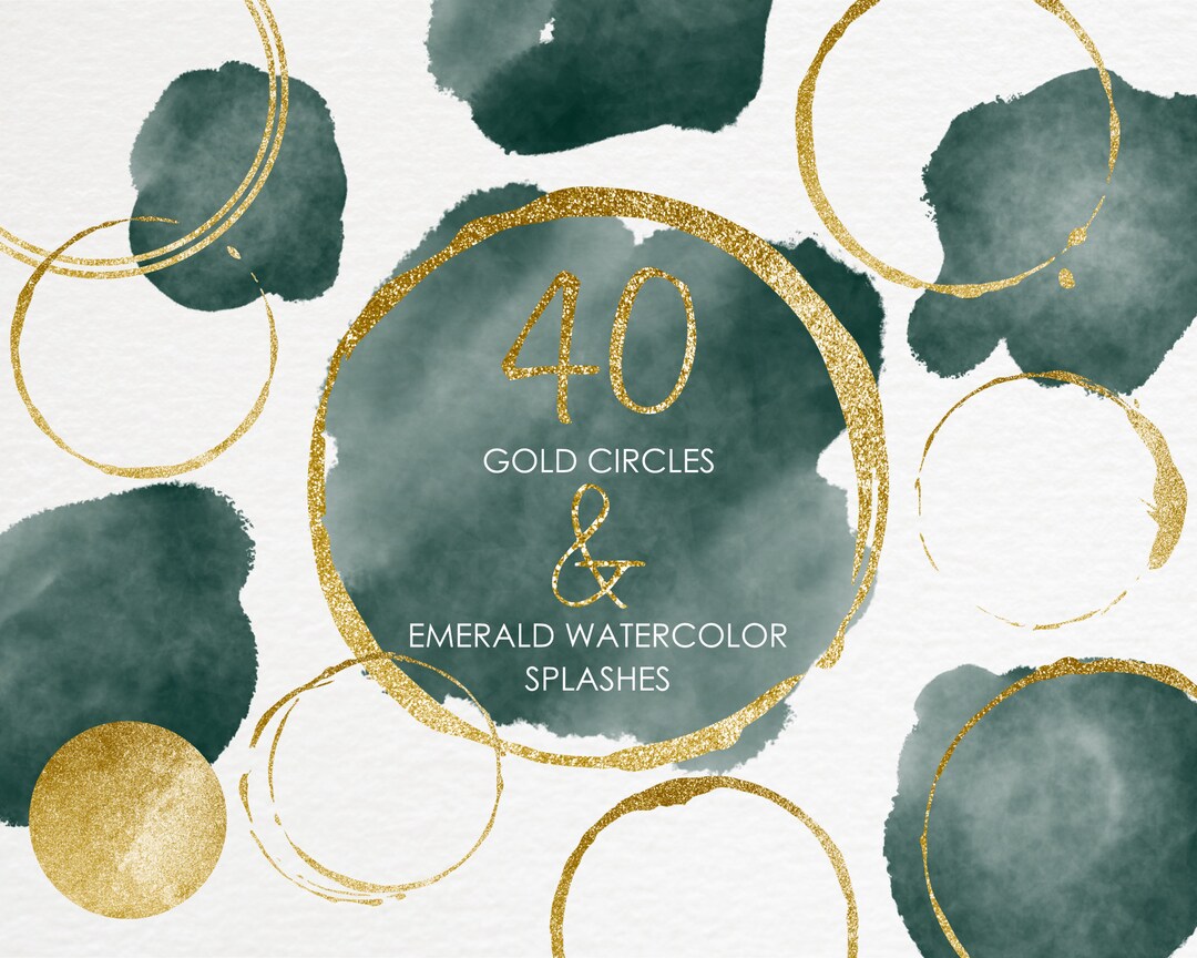 Golden Circles With Green Watercolor, Watercolor Circles for a Logo ...