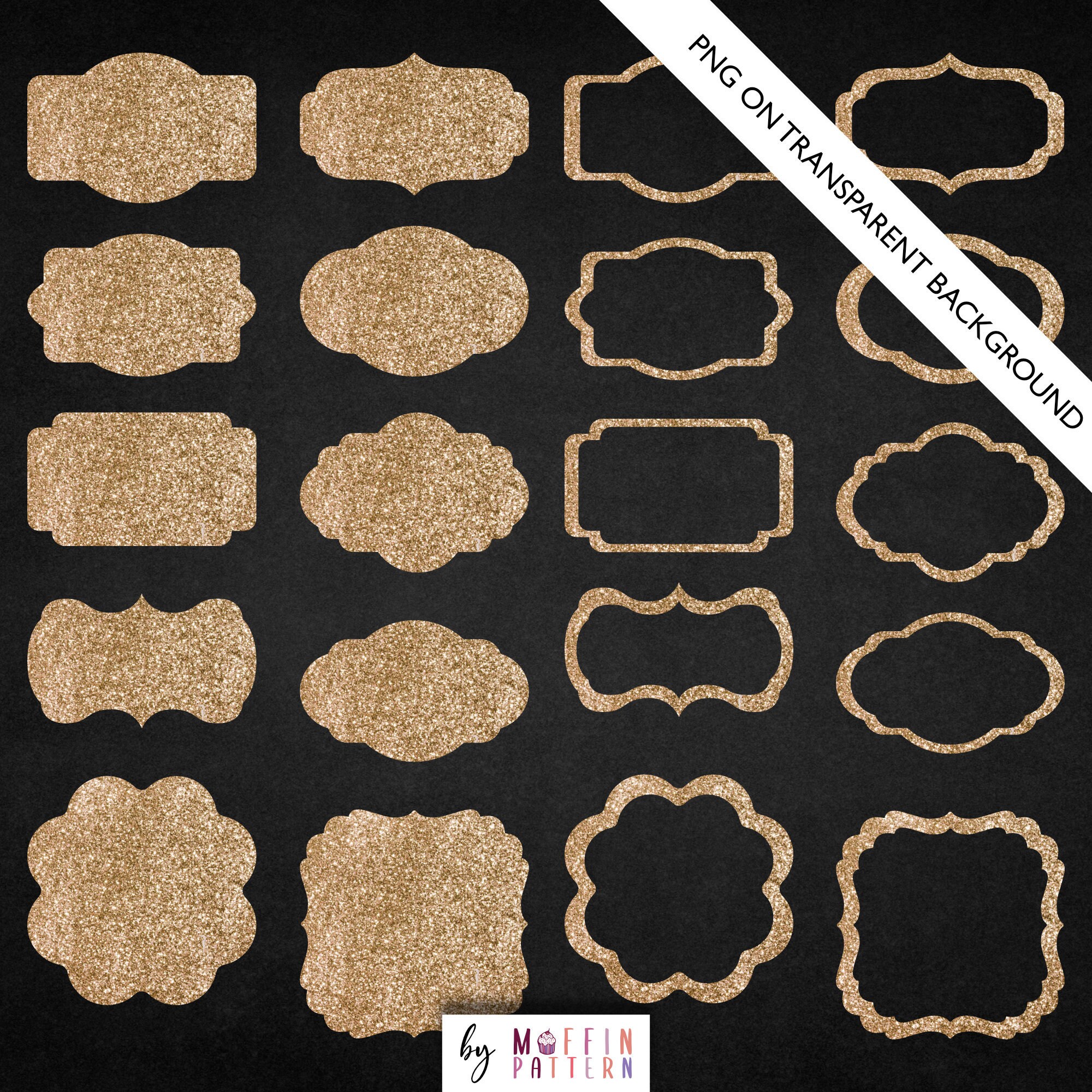 Gold Glitter Frames, Vintage Frames Clipart, Golden Sparkle Bokeh ...