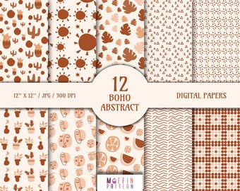 Papercraft Scrapbooking Boho Digital Paper 12x12 Instant Download ...