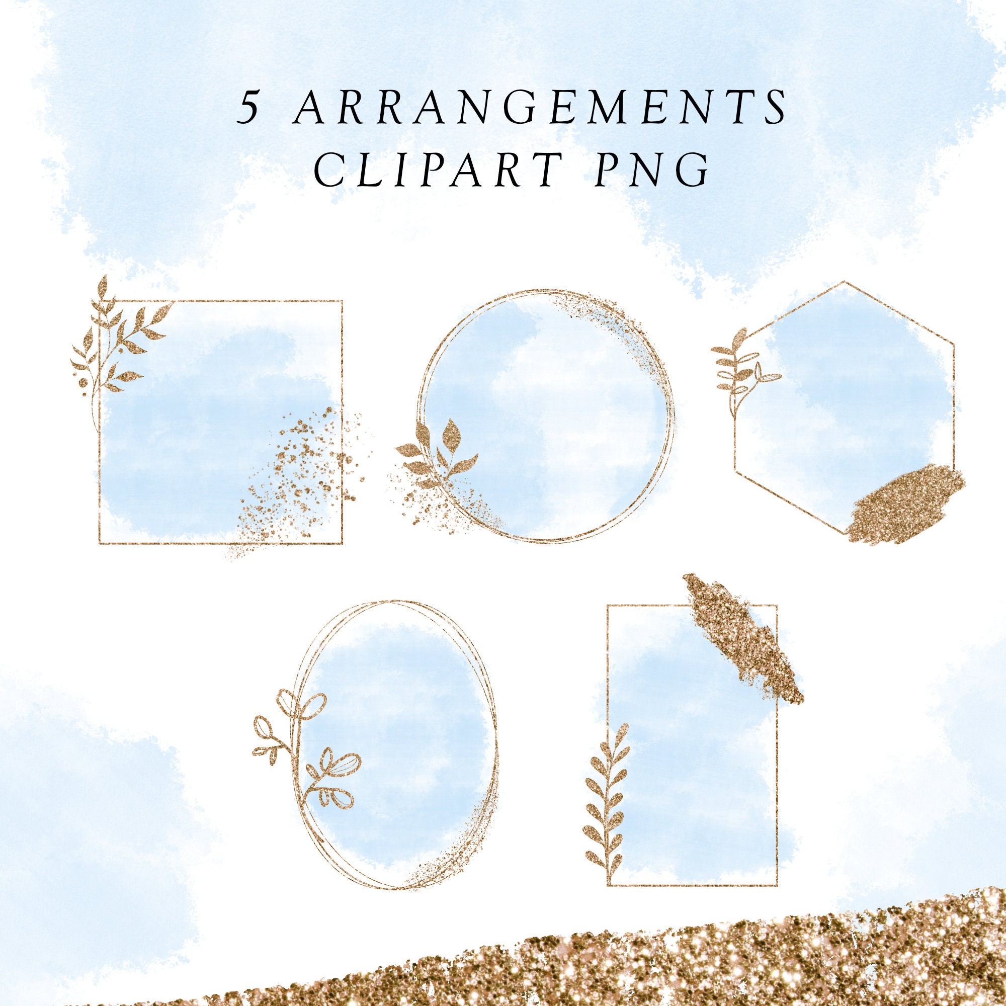 Gold and watercolor frame overlays Gold foil frames Gold | Etsy