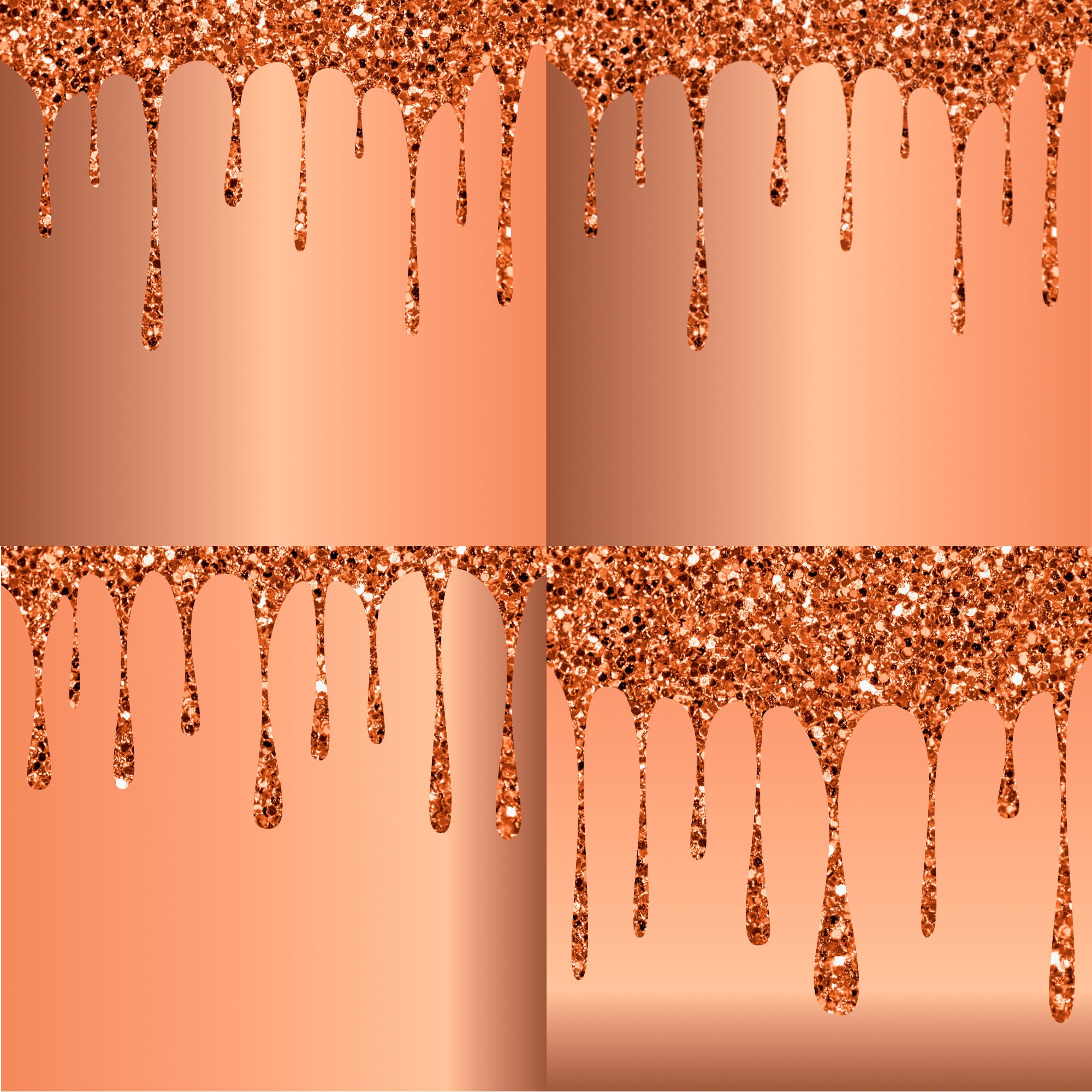 Glam Glitter Drips Dripping Rose Gold Digital Paper Fondos | Etsy