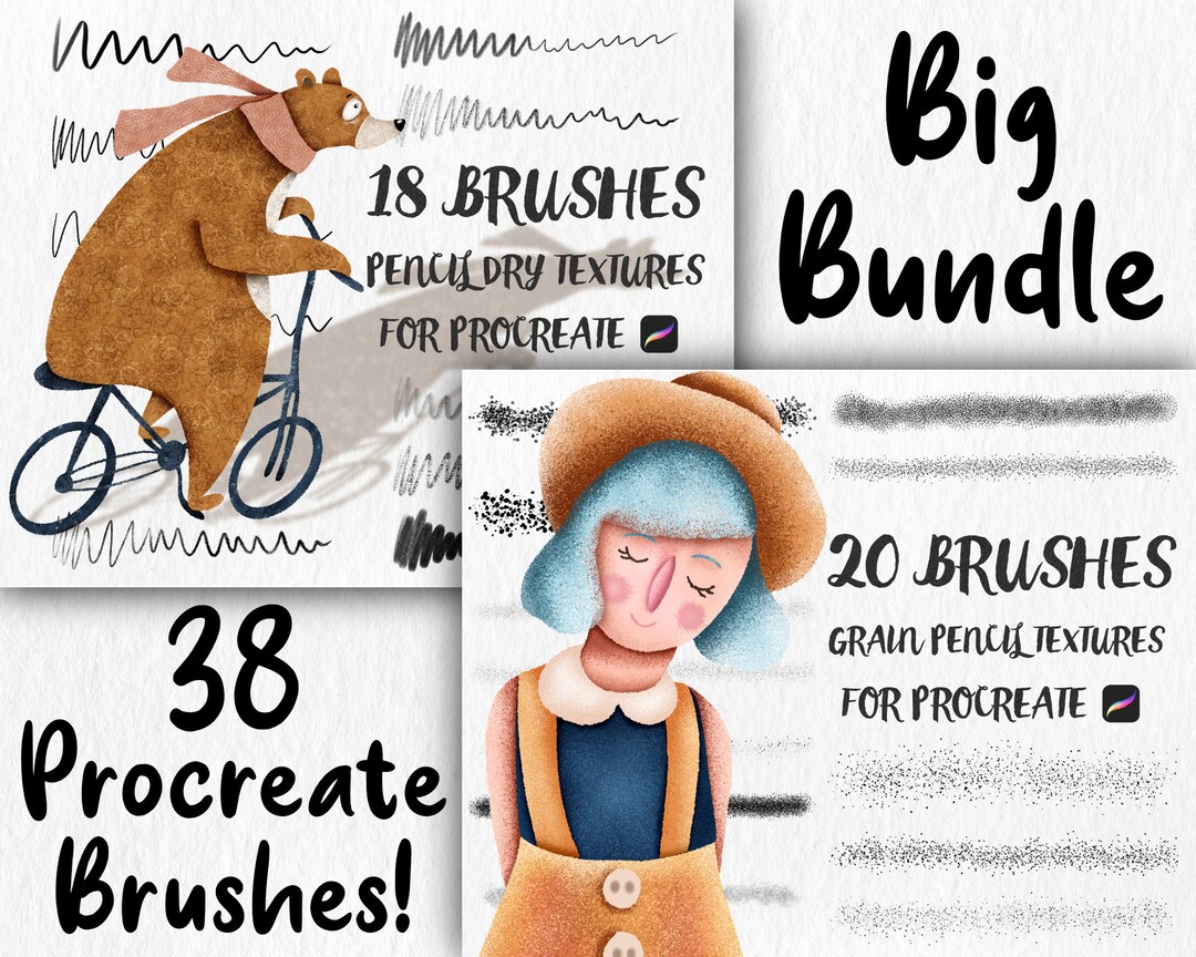 Big Bundle Procreate Brush, Procreate Pencil Brushes, Procreate Grain ...