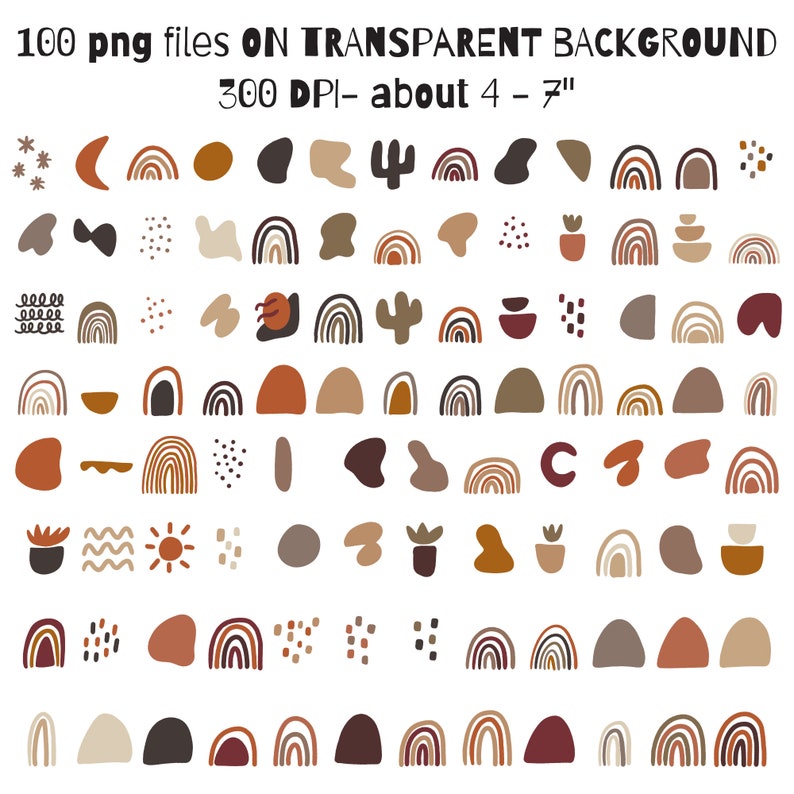 Rainbow Clipart abstract Earth Tones Rainbow modern Rainbow - Etsy