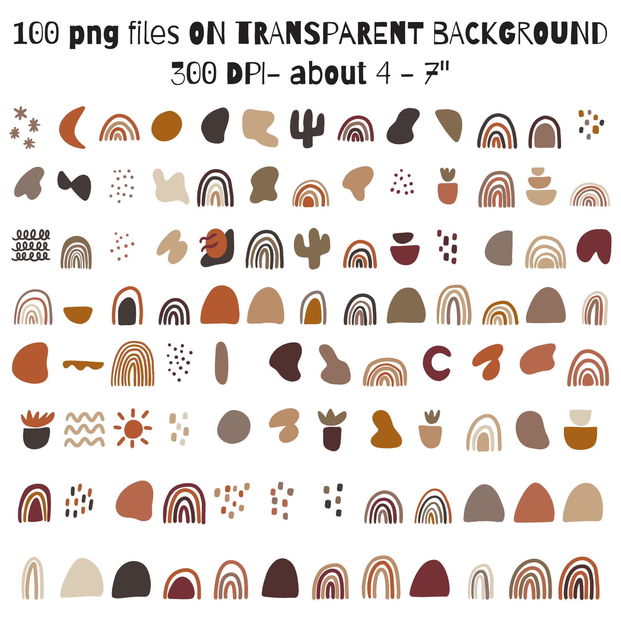 Rainbow Clipart abstract Earth Tones Rainbow modern Rainbow - Etsy