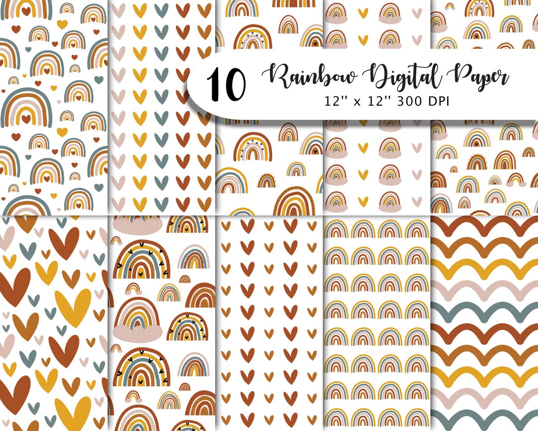 Digital Papers 12 X 12 Kits ,rainbow Pattern , Earth Tones Rainbow ...