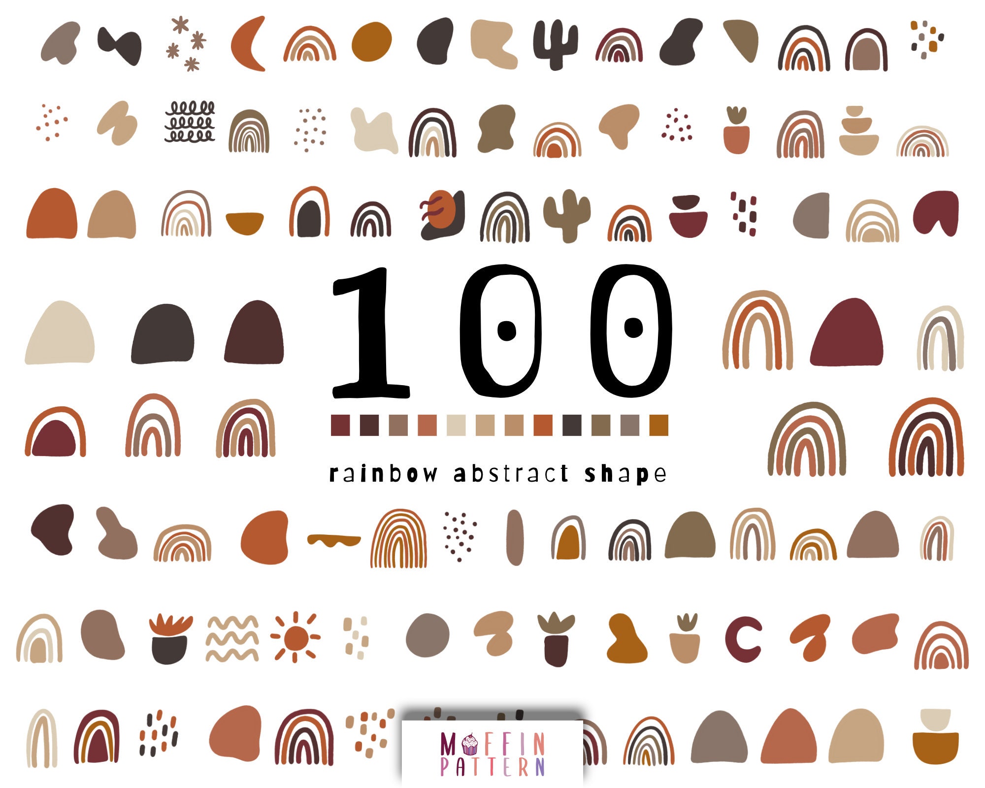 Rainbow Clipart abstract Earth Tones Rainbow modern Rainbow - Etsy