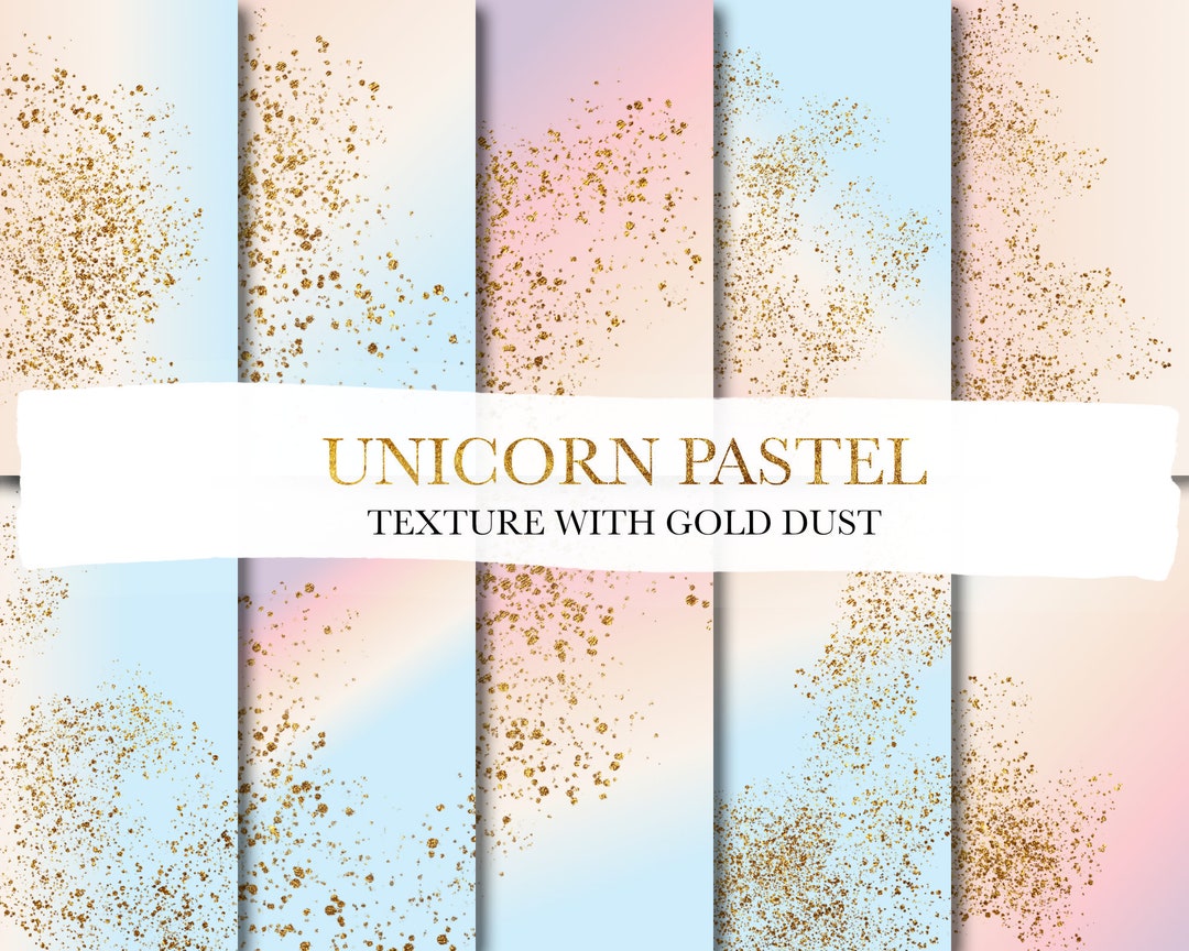 Pastel Unicorn Digital Paper, Holographic Backgrounds, Metallic ...