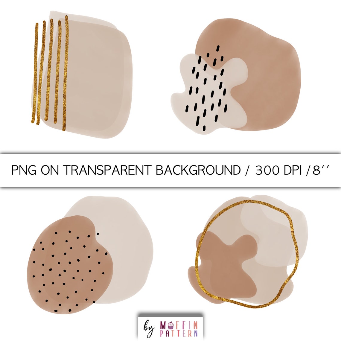 Abstract Shapes Clipart, Abstract Elements Earth Colors, Well Art, Soft ...