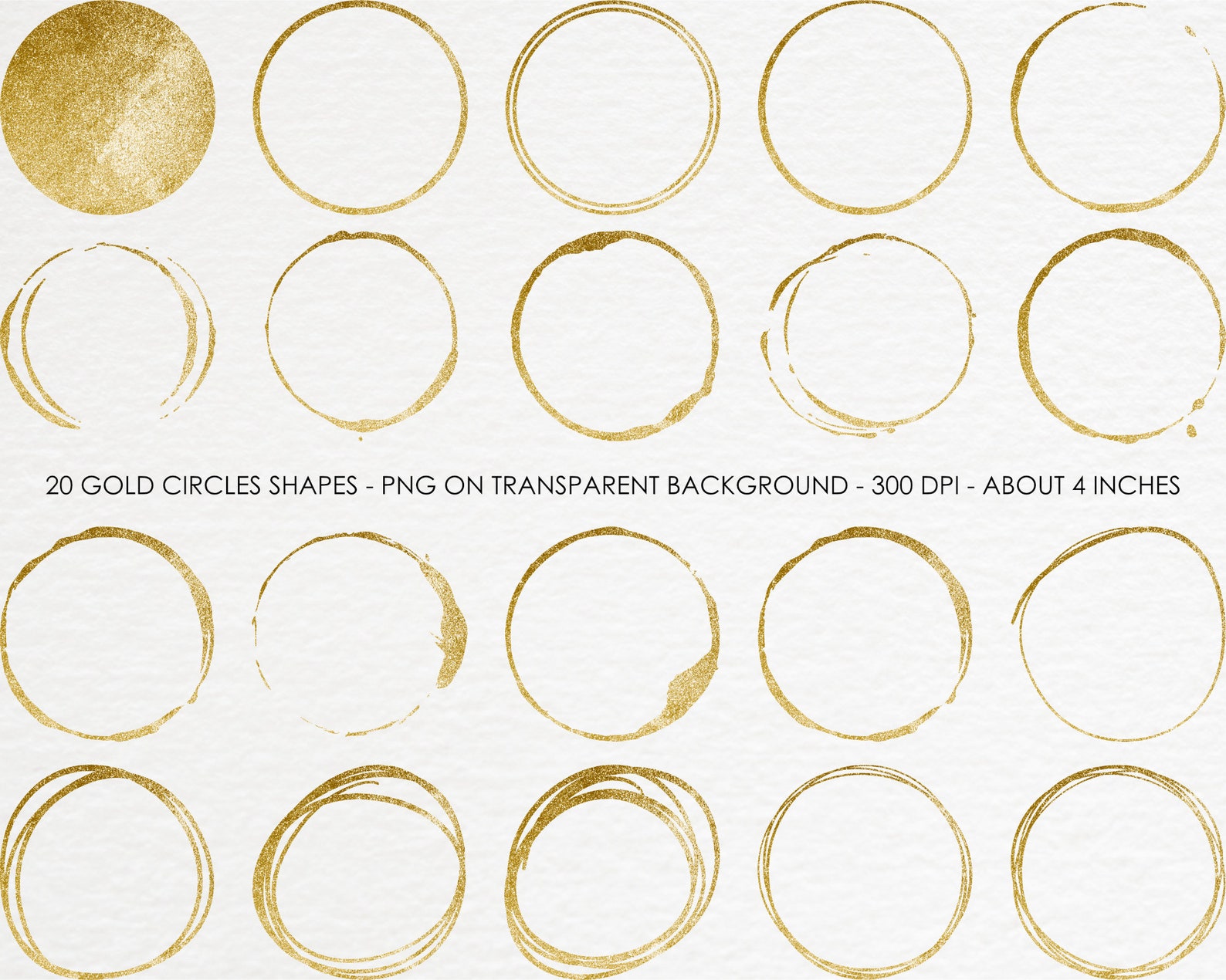 Golden Circles With Green Watercolor Watercolor Circles for a - Etsy
