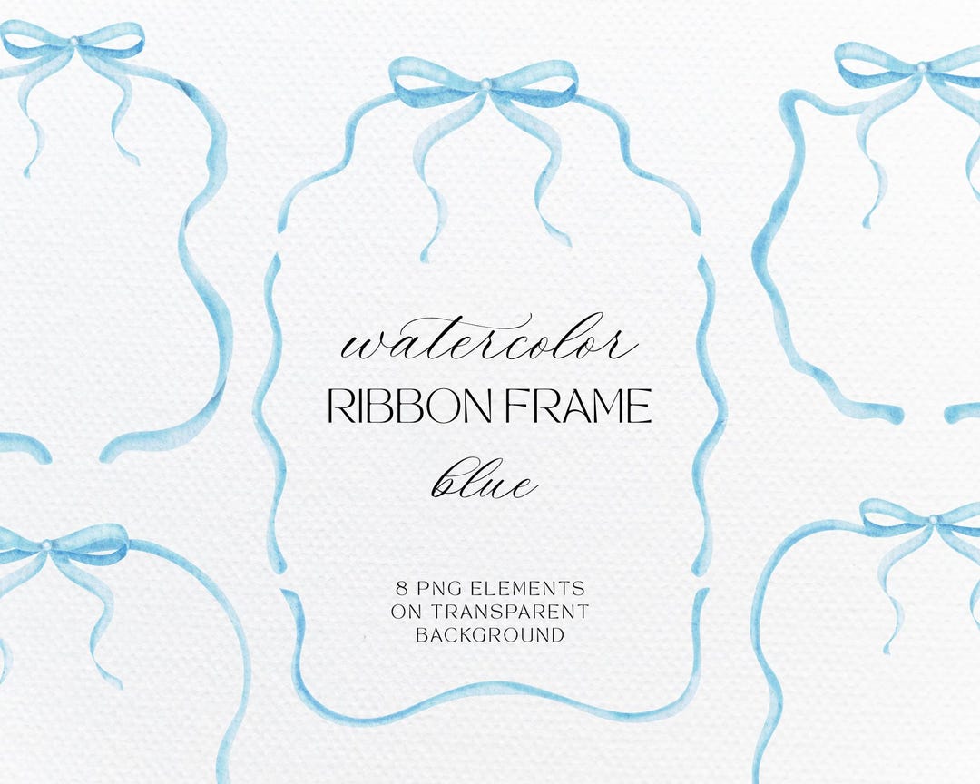 Watercolor Blue Ribbon Frame, Watercolor Ribbon Border, Baby Shower ...