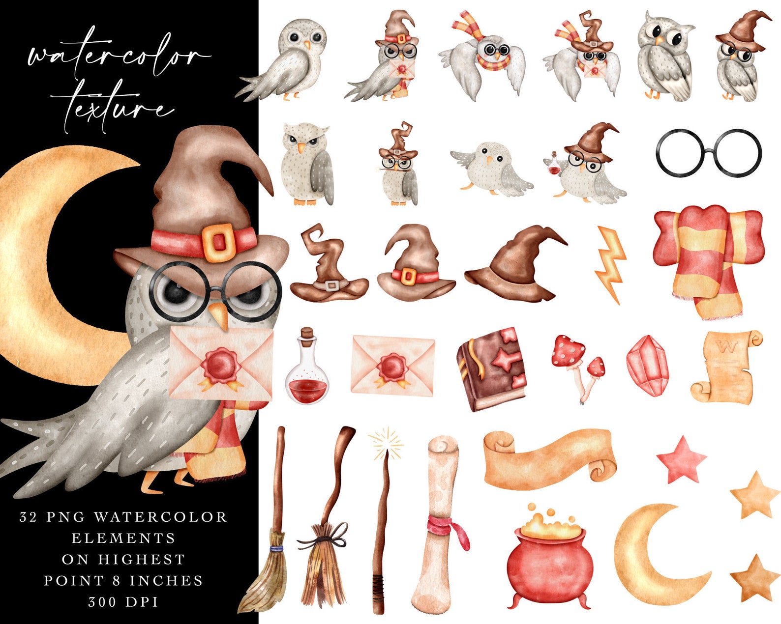 Watercolor Wizard Magic Clipart Cute Magic Watercolor Clip - Etsy