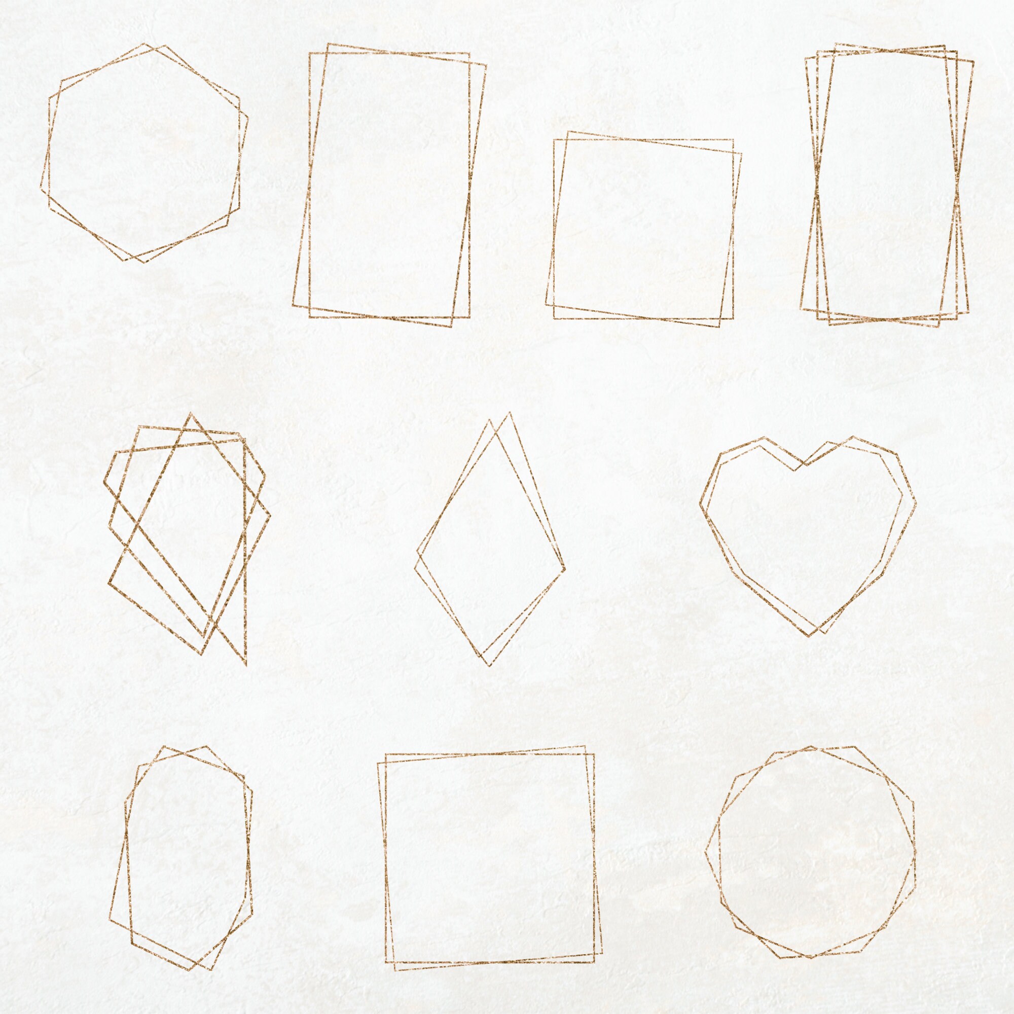 Gold Polygonal Frames Clipart Geometric Gold Frame Clip Art - Etsy