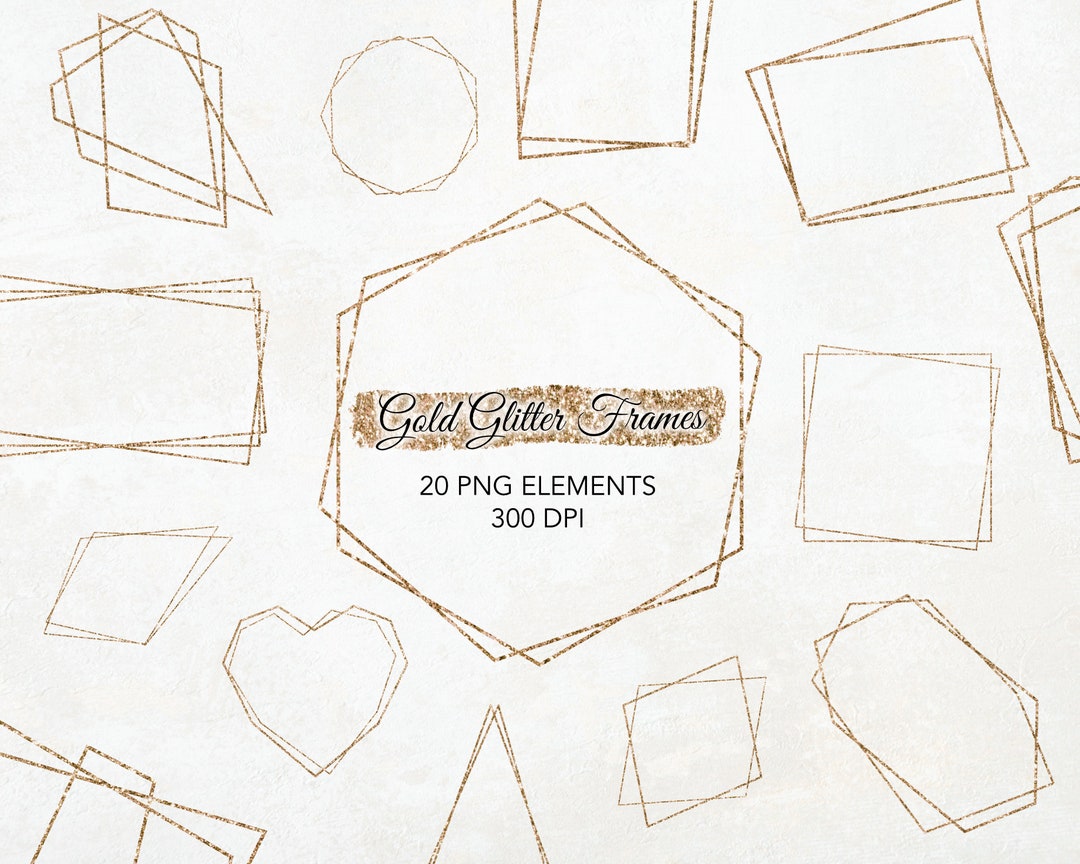 Gold Polygonal Frames Clipart, Geometric Gold Frame Clip Art, Graphics ...