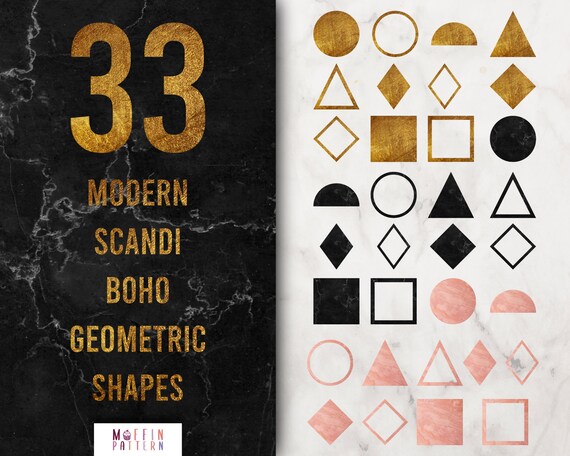 Geometric Boho Clipartmodern Gold Bohemian Shapes Boho - Etsy
