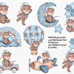 Watercolor Bear Clipart, Teddy Bear Clipart, Watercolor Baby Boy ...