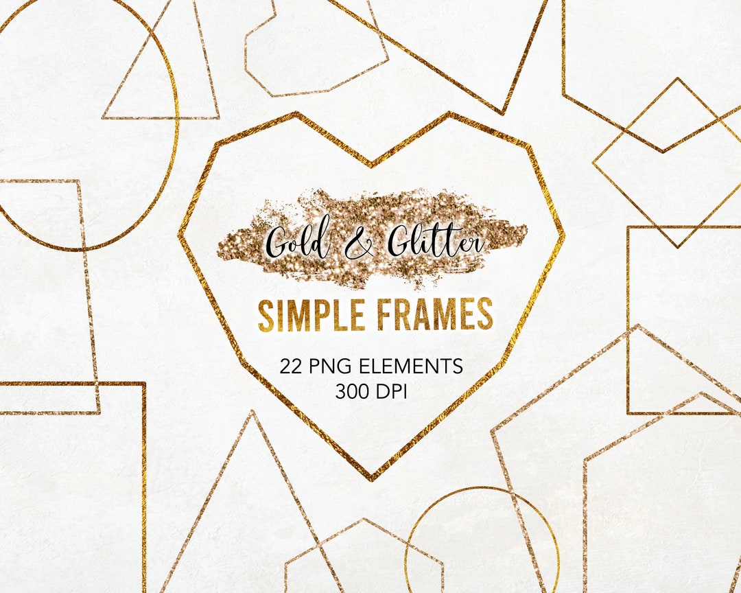Simple Circles Gold and Glitter Frames Clipart, Gold Geometric Frames ...
