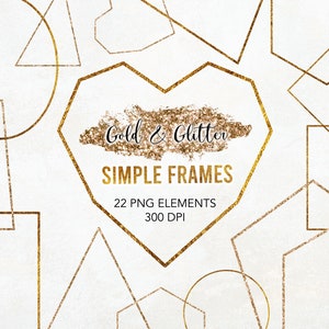 Simple Circles Gold and Glitter Frames Clipart, Gold Geometric Frames ...