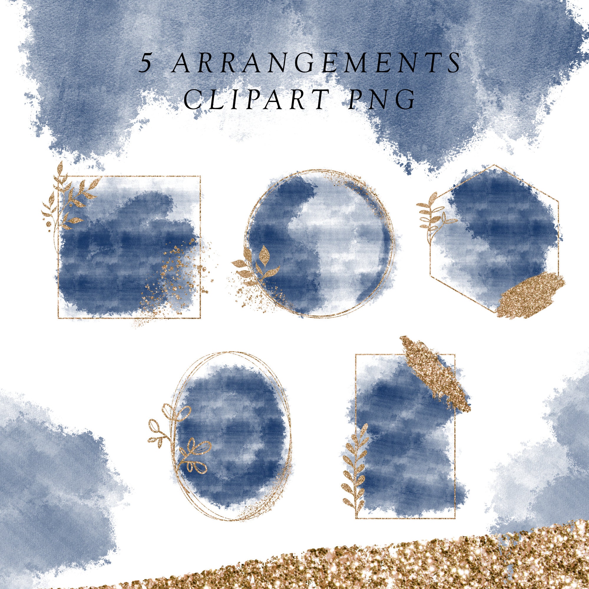 Gold Frame With Navy Blue Watercolor Frame Overlays for Logo - Etsy UK