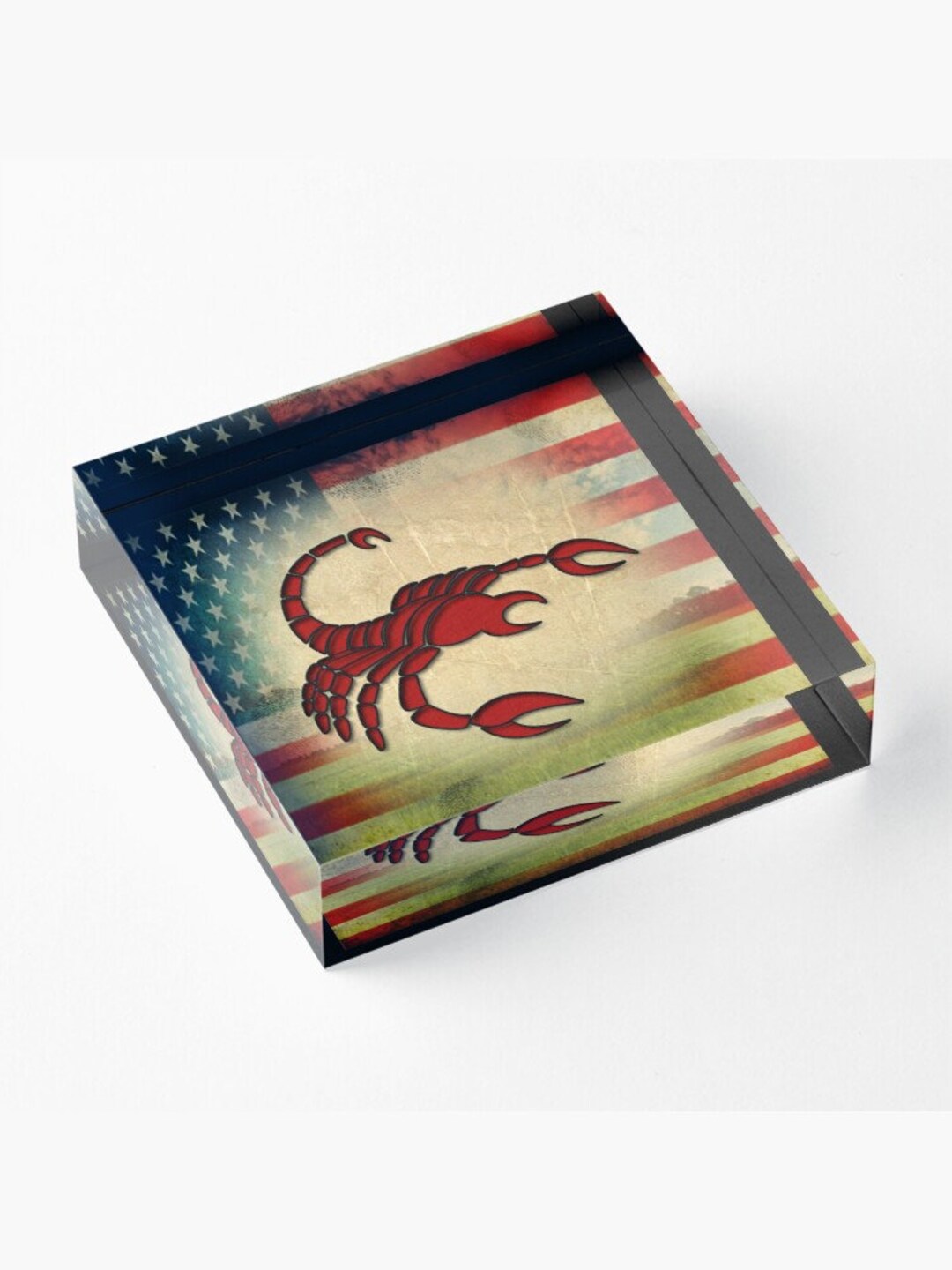 USA Flag With a Red Scorpio Sign on Front Nature and Hills - Etsy