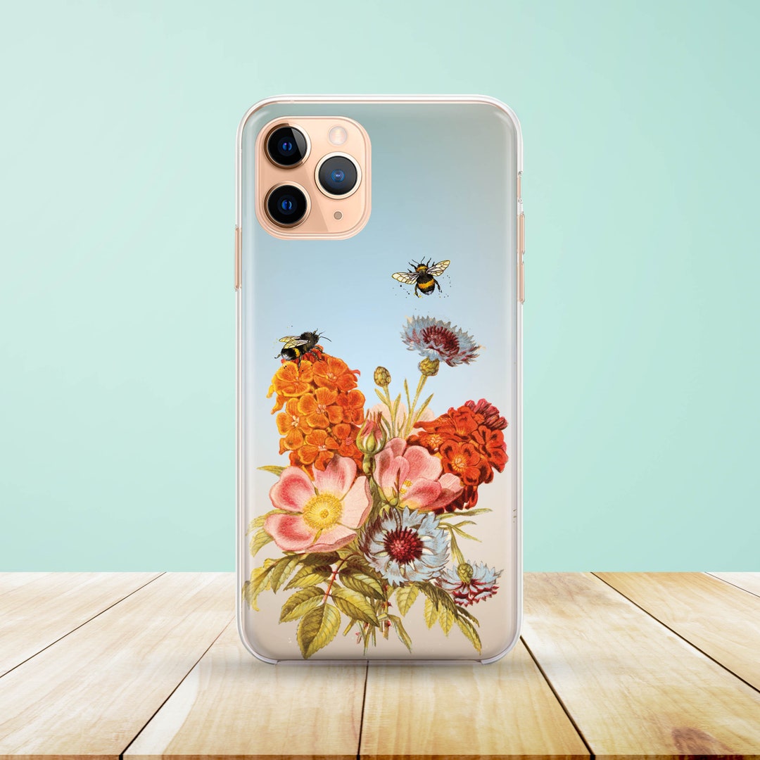 Floral Orange Red Flowers and Bees Samsung iPhone Case Available for ...